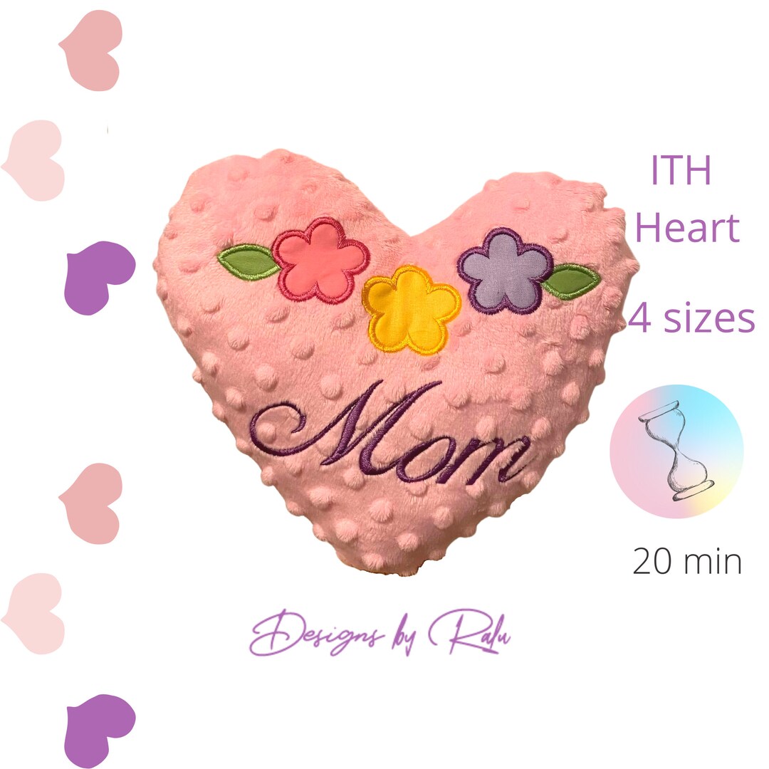 ITH in the Hoop Heart Stuffie, Machine Embroidery Design, Design ...