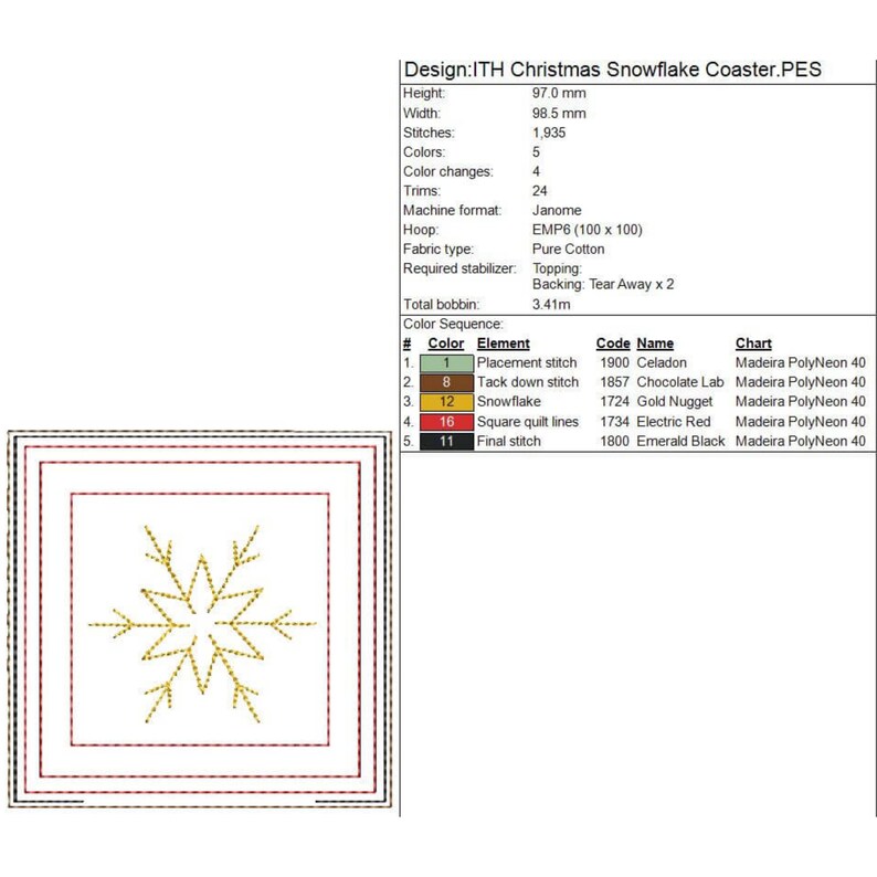 Christmas in the Hoop Snowflake Coaster Embroidery Digital - Etsy