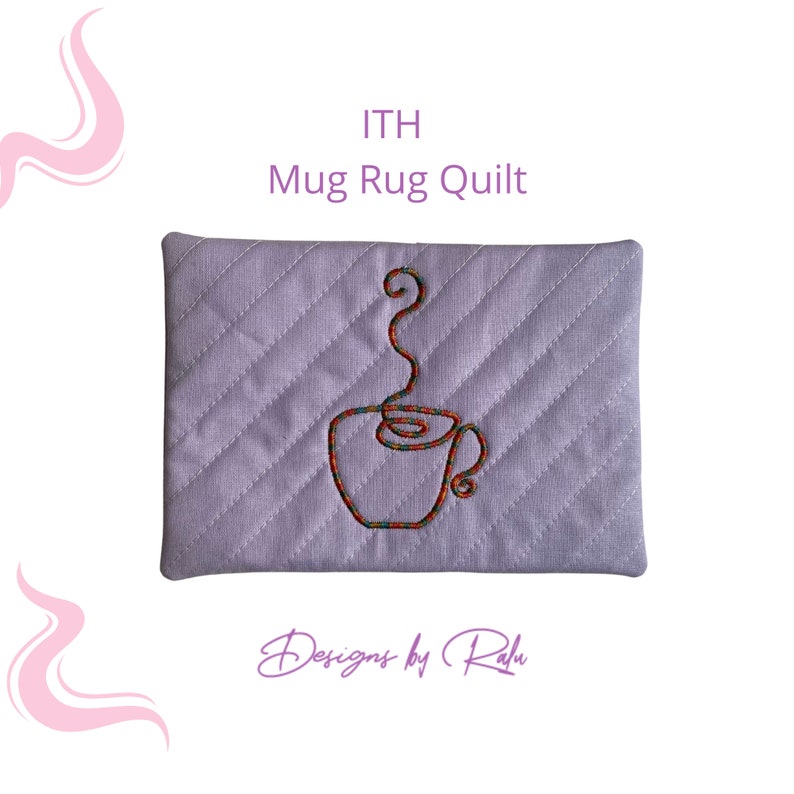 In the Hoop ITH Coffee Mug Rug, Love Mug Rug, Embroidery Digital File ...