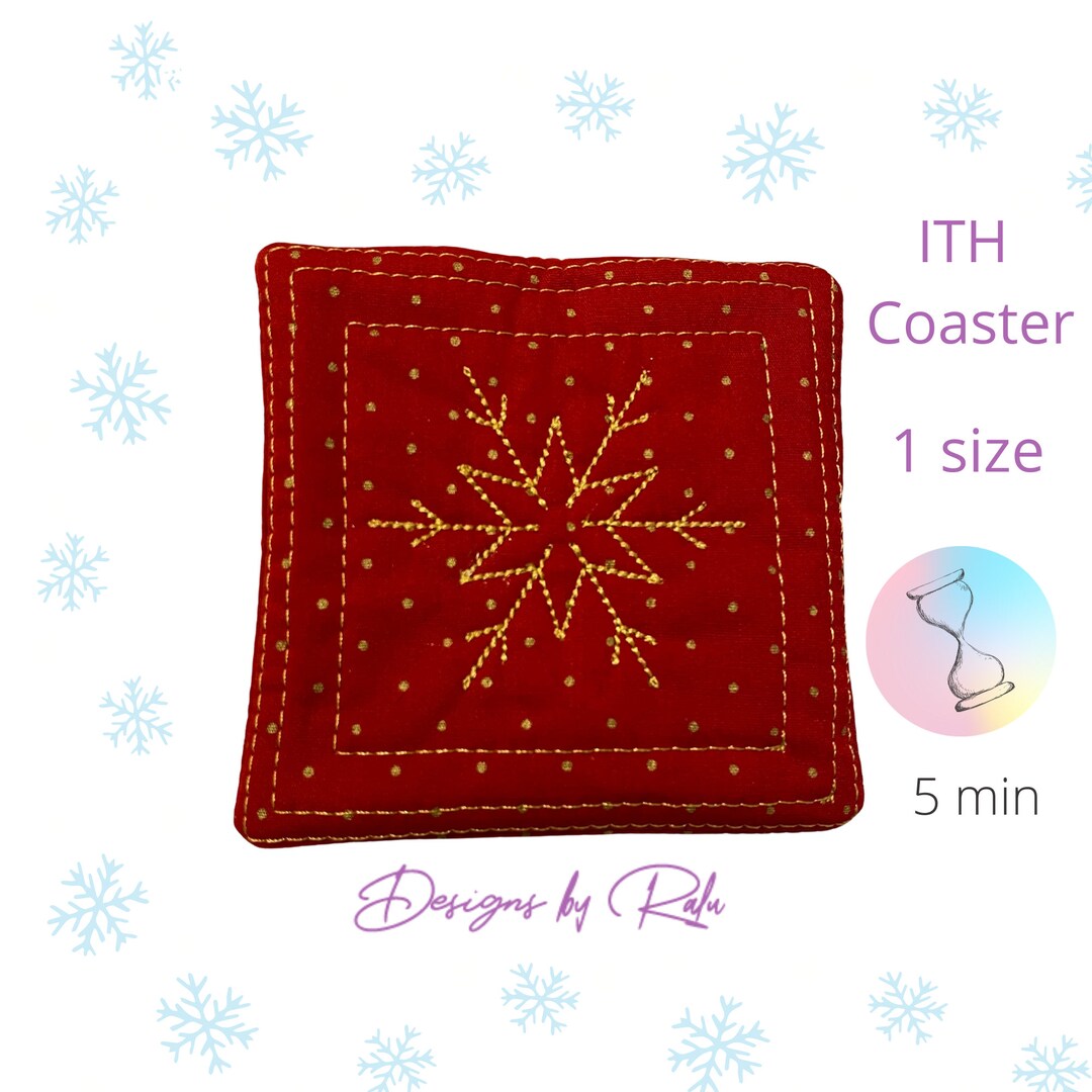Christmas in the Hoop Snowflake Coaster Embroidery Digital - Etsy