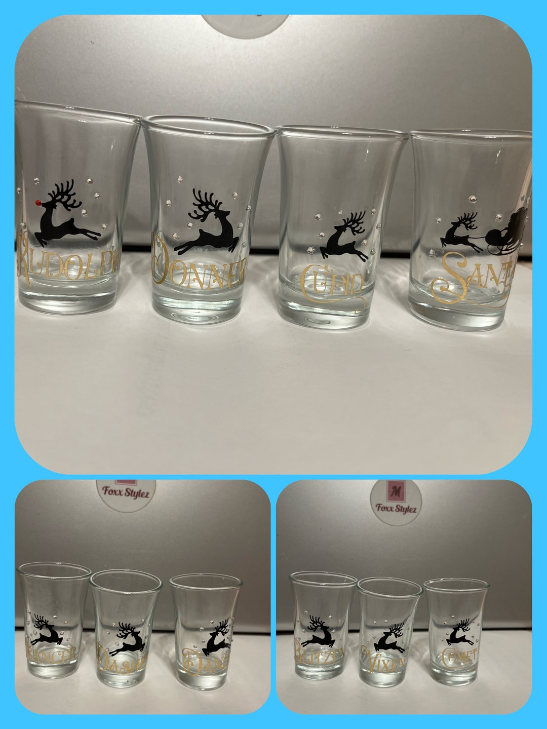 Christmas Shot Glass Set, Santa and Reindeer Set - Etsy