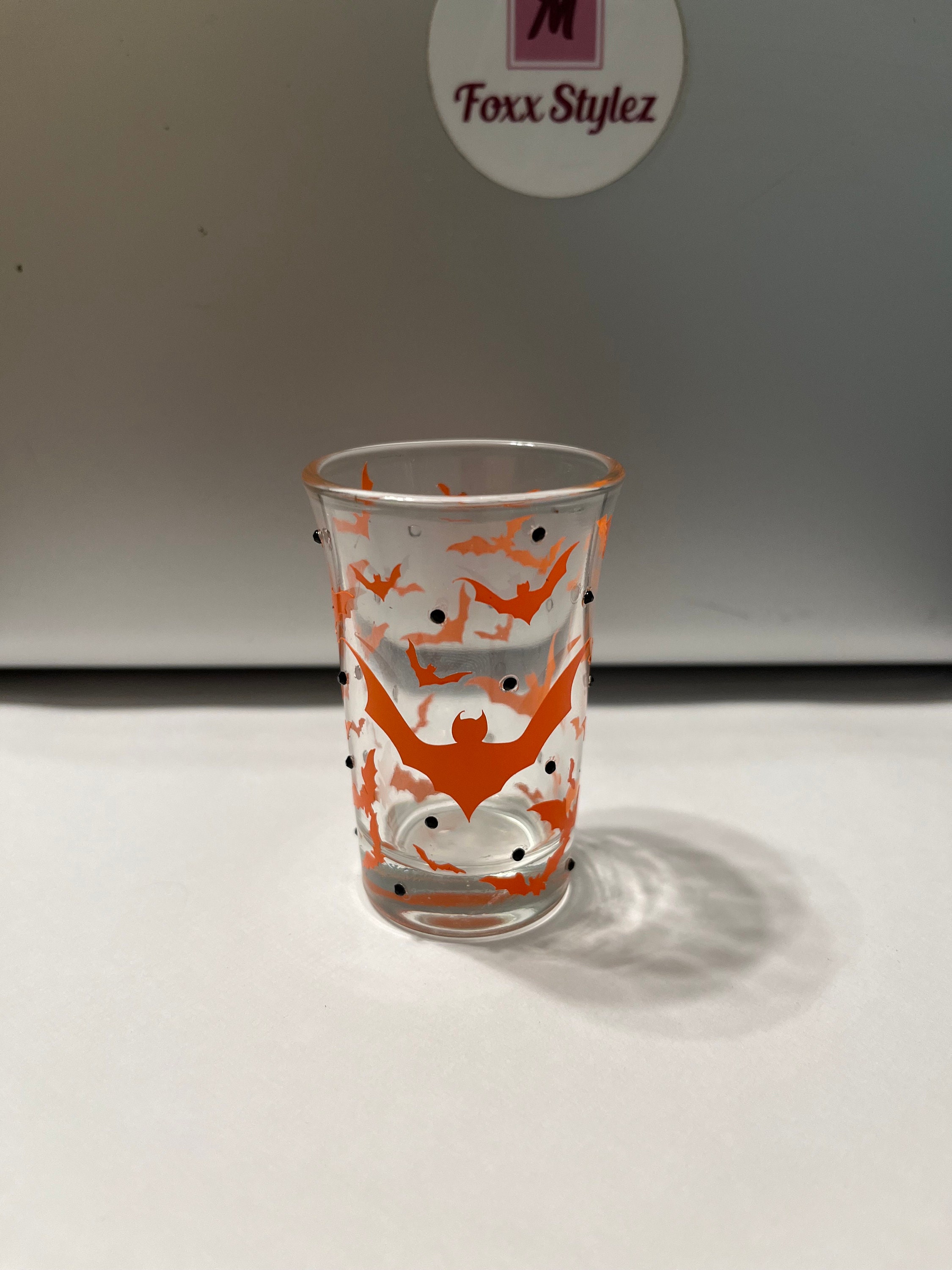 Halloween Shot Glass, Shot Glass Set, Foxxbling Shot Glass, Bats ...