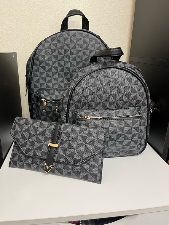 3 in 1 Twin Backpack Set With Wallet 3 in 1 Stylish Monogram - Etsy