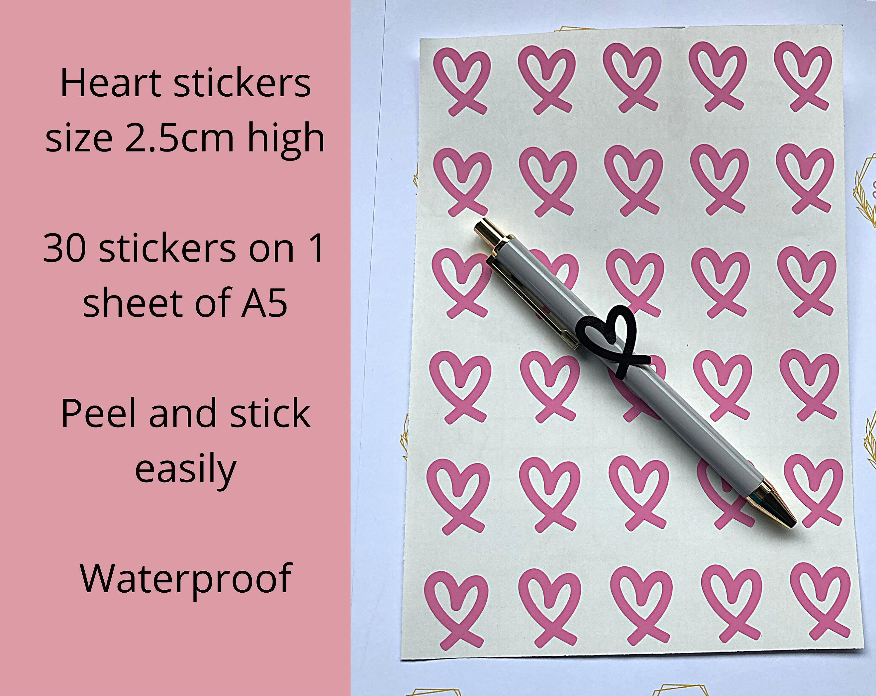 Heart Outline Sticker Coffee Cup Heart Stickers Cute Heart - Etsy Ireland