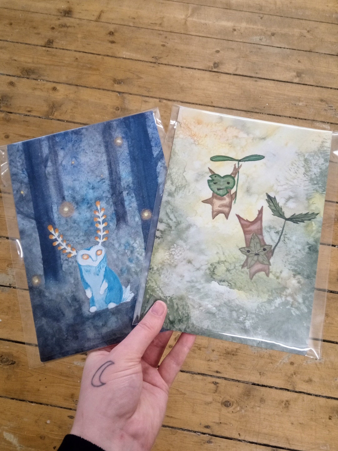 Set of 2 Legend of Zelda Korok & Blupee Woodland Spirit Watercolour Art ...