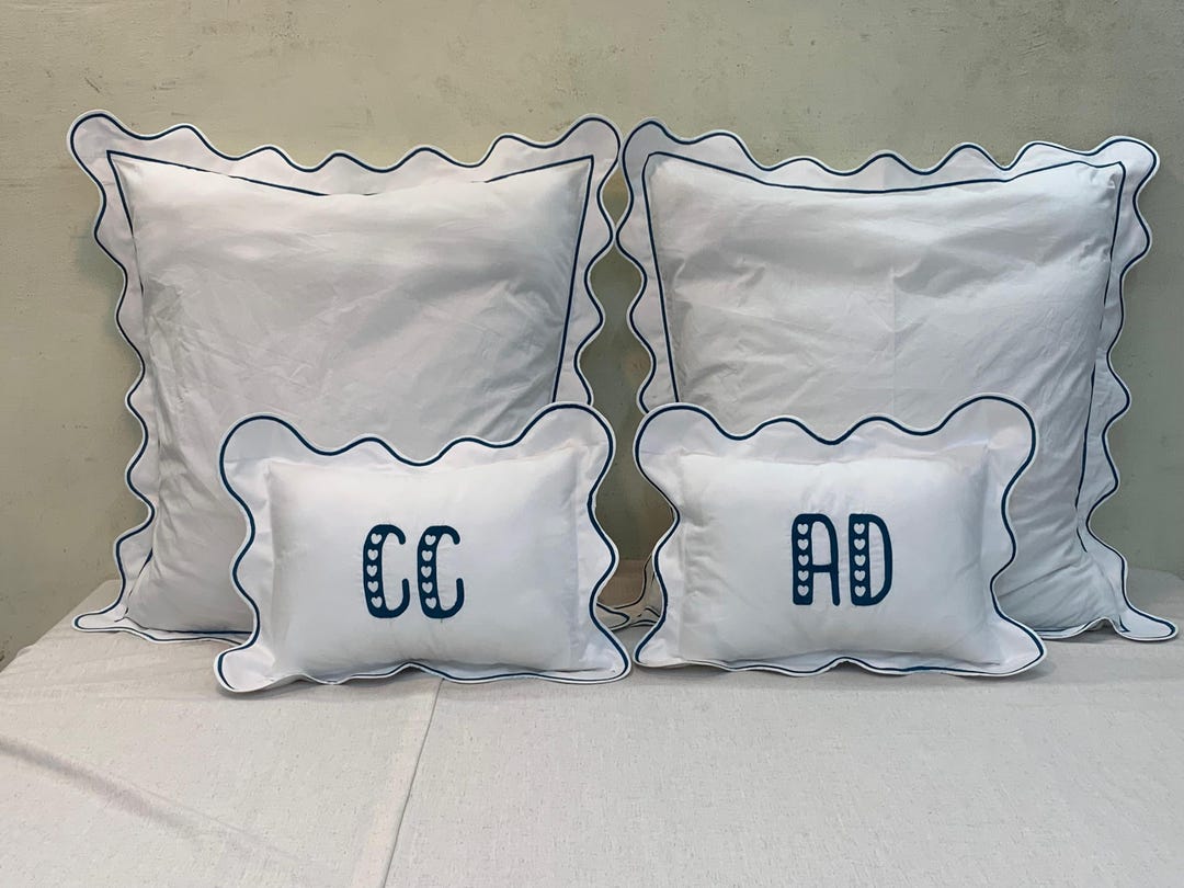 Personalized Monogrammed Pillow Sham With Scalloped Embroidery Hand ...