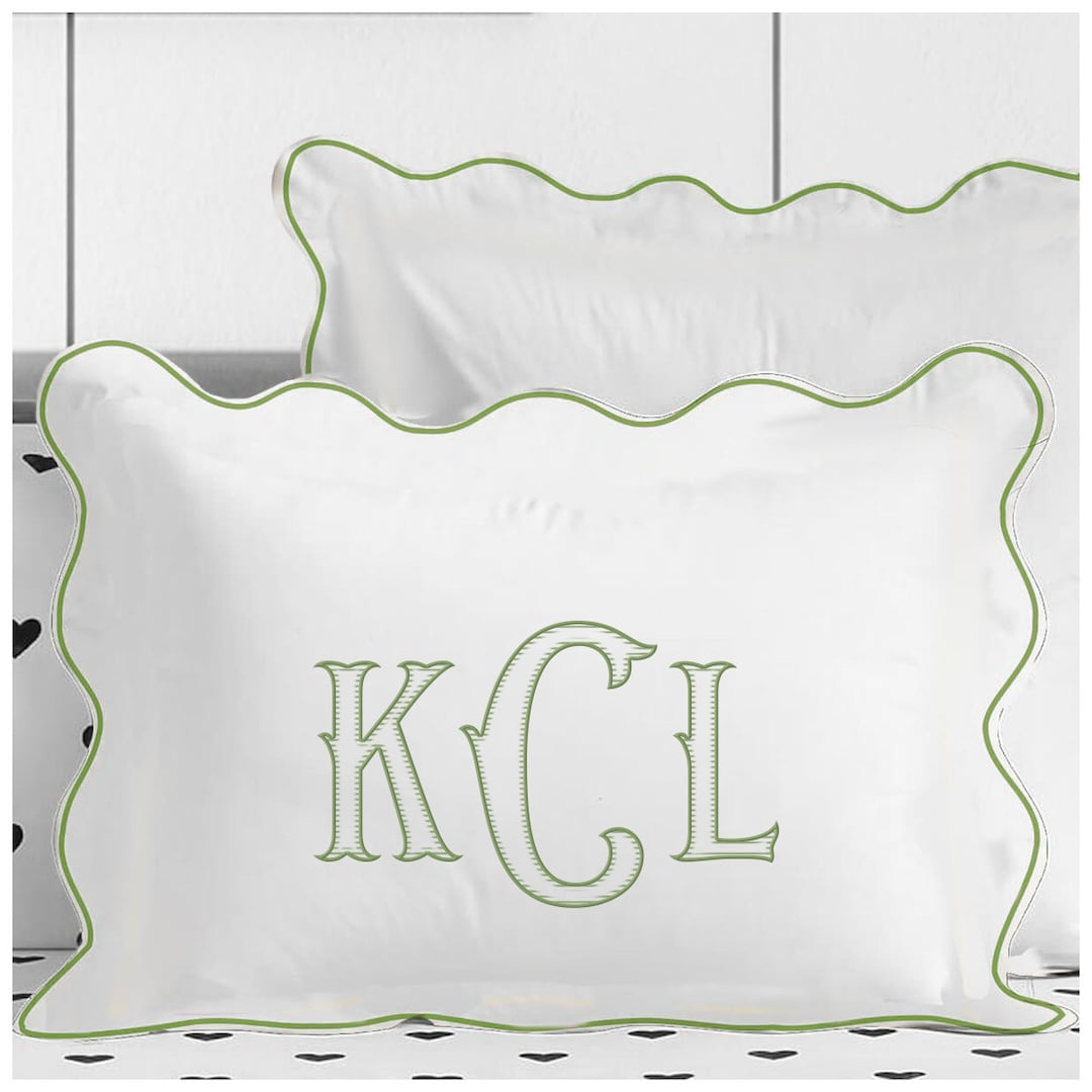 Personalized Monogrammed Pillow Sham With Scalloped Embroidery Hand ...