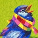 SPARROW in a SCARF. Bird Quilt Pattern, Fabric Collage, Applique - Etsy