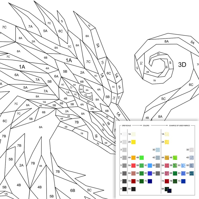 SWEET TOOTH DRAGON Quilt Pattern, Dragon Fabric Collage, Applique - Etsy