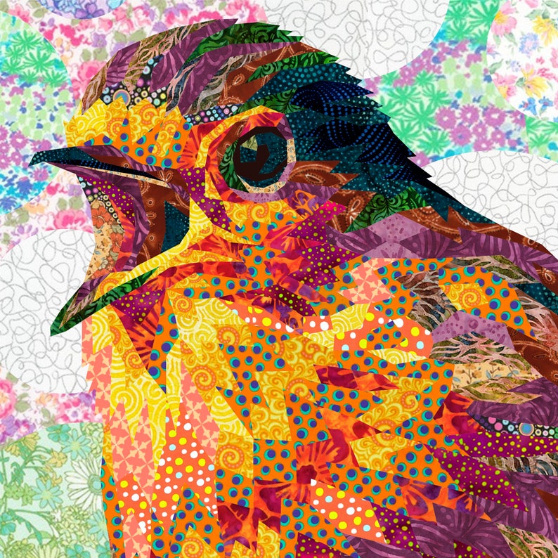 SINGING BIRD Quilt Pattern, Fabric Collage, Applique - Etsy
