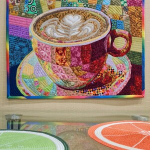 RED CUP of COFFEE Quilt Pattern, Fabric Collage, Applique - Etsy