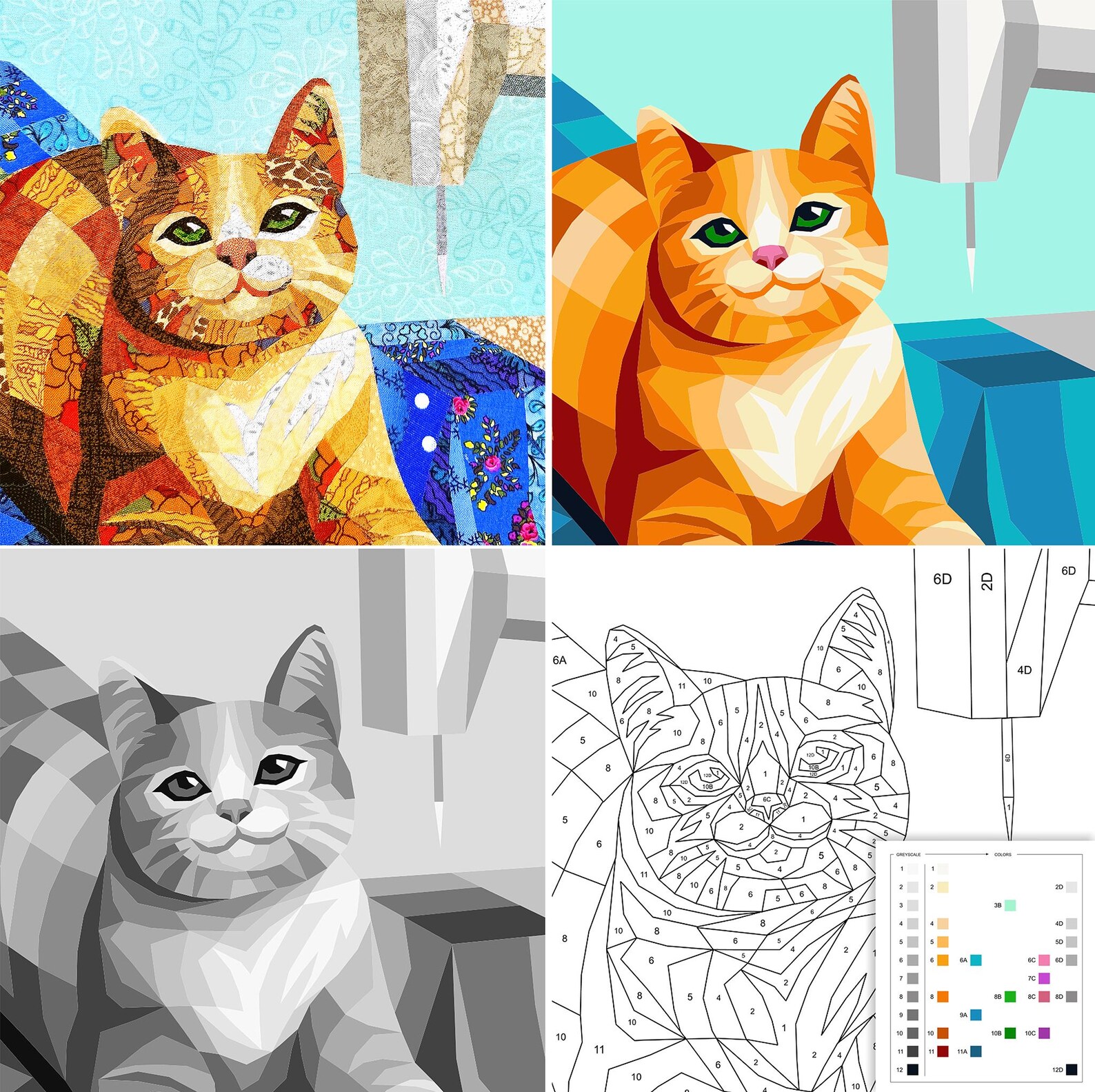 QUILT CATSULTANT. Cat Quilt Pattern, Fabric Collage, Applique - Etsy