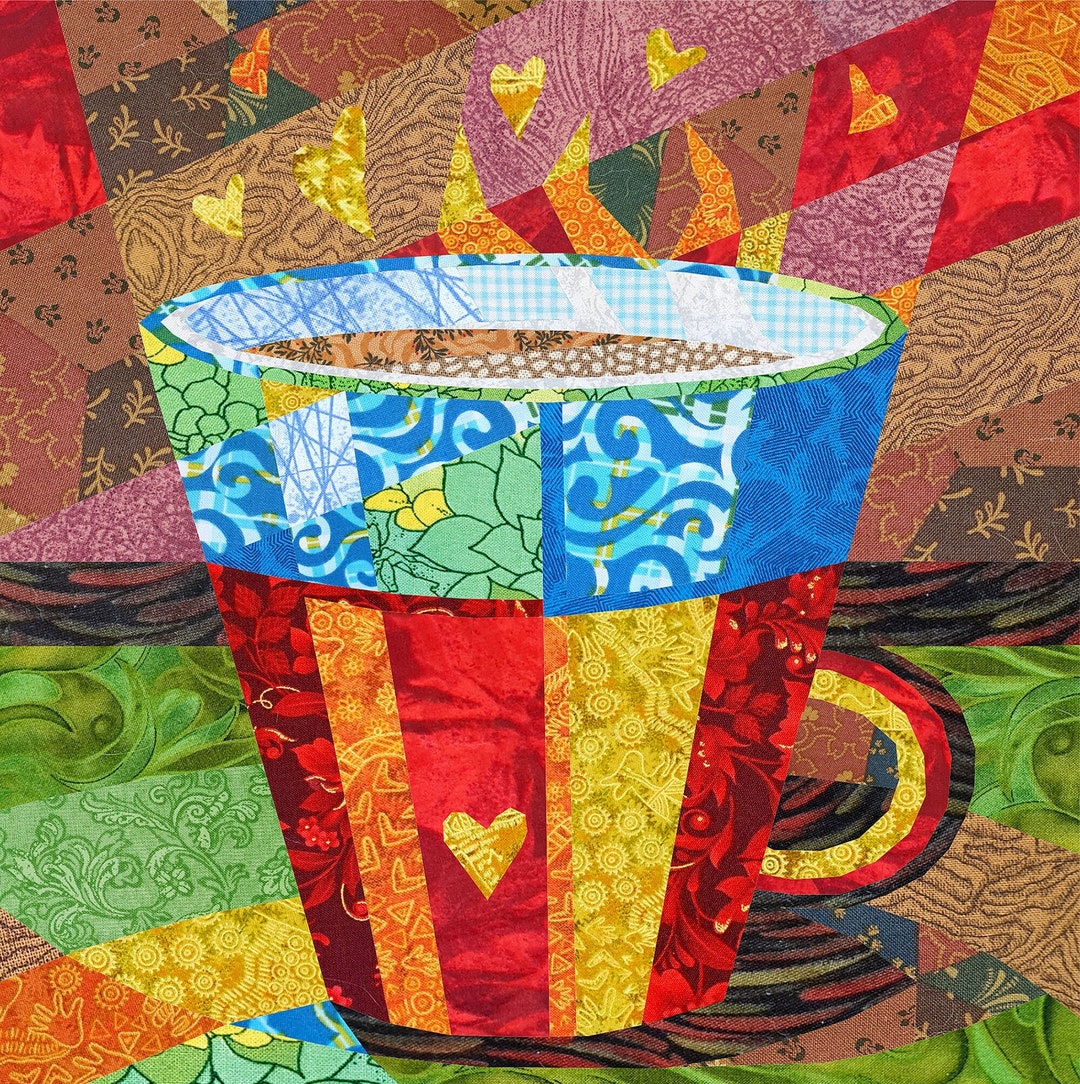 HOT DRINK Quilt Pattern, Fabric Collage, Applique - Etsy