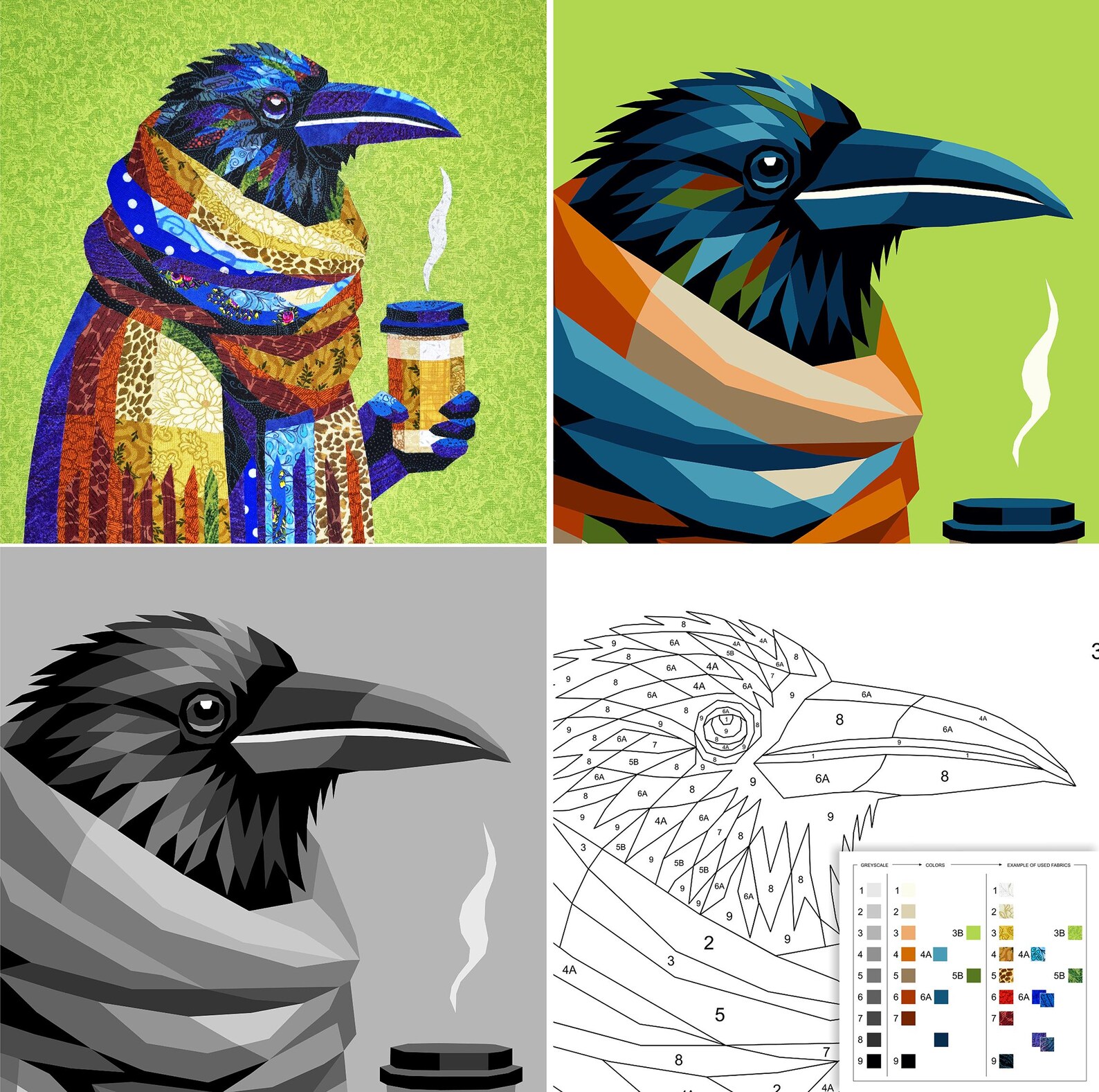 COFFEE BREAK for the BIRDS Quilt Pattern, Fabric Collage, Applique - Etsy