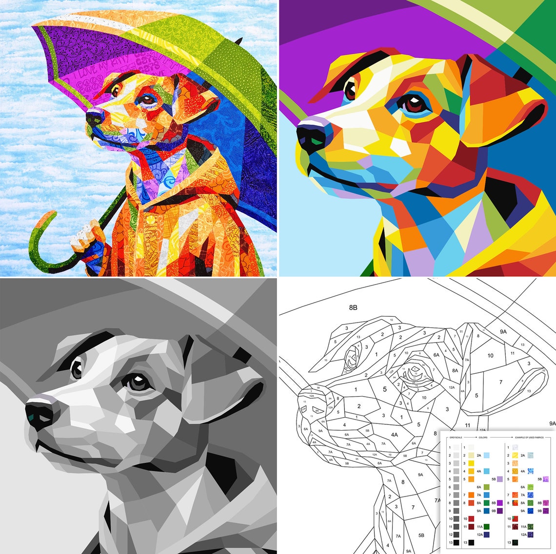 RAINY DAY DOG Quilt Pattern, Dog Fabric Collage, Applique - Etsy