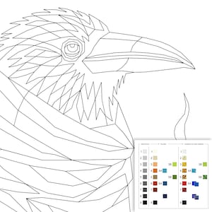 RAVEN in a PATCHWORK SCARF Quilt Pattern, Fabric Collage, Applique - Etsy