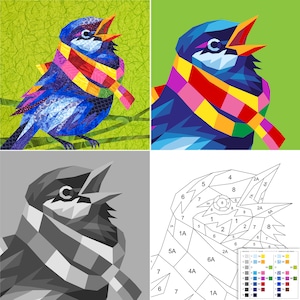 SPARROW in a SCARF. Bird Quilt Pattern, Fabric Collage, Applique - Etsy