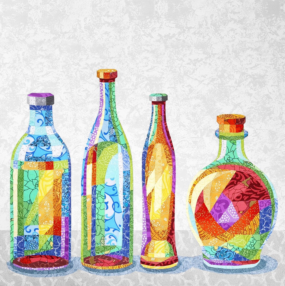 THE BOTTLES Quilt Pattern, Still Life Fabric Collage, Applique - Etsy
