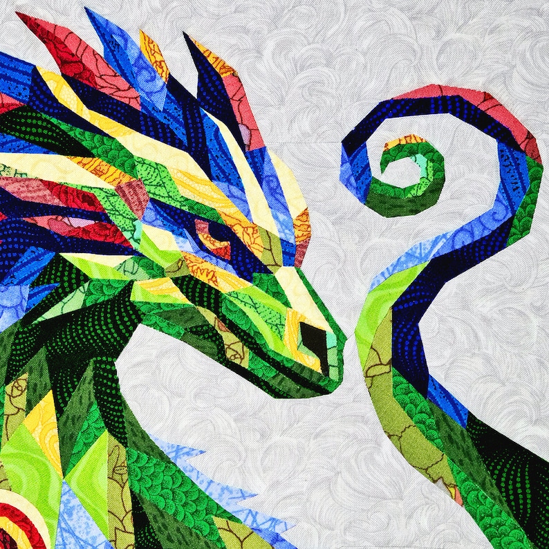 SWEET TOOTH DRAGON Quilt Pattern, Dragon Fabric Collage, Applique - Etsy