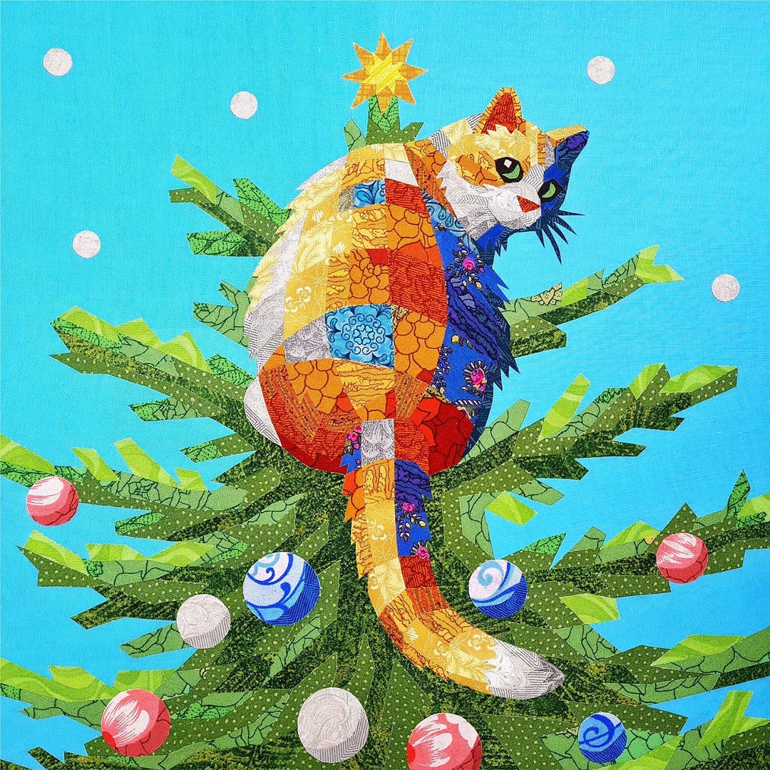 Gonna CATCH THE STAR! Cat Quilt Pattern, Fabric Collage, Applique - Etsy