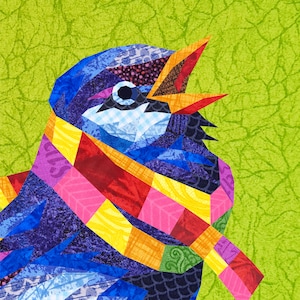 SPARROW in a SCARF. Bird Quilt Pattern, Fabric Collage, Applique - Etsy