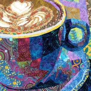 BLUE CUP of COFFEE Quilt Pattern, Fabric Collage, Applique - Etsy