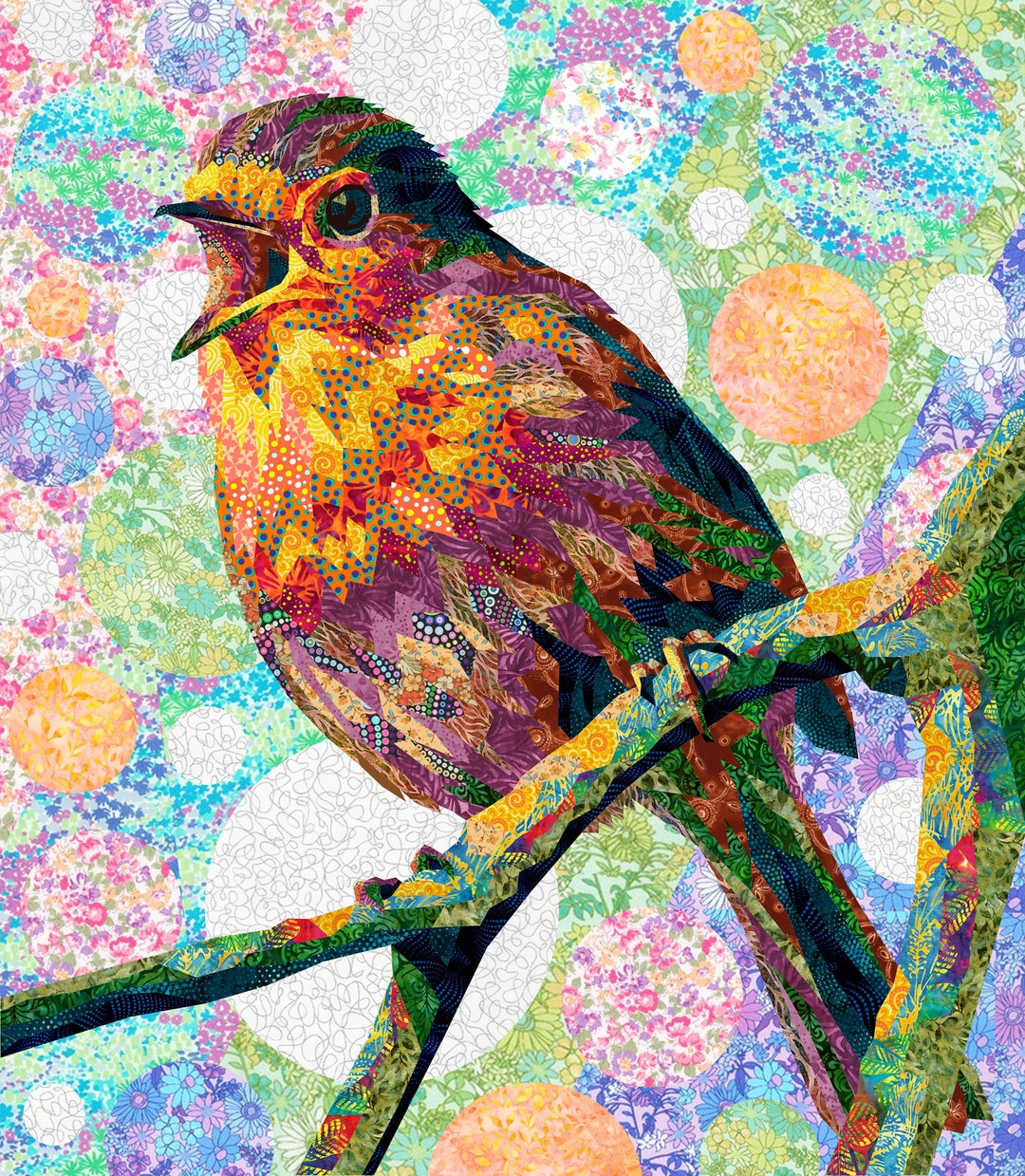 SINGING BIRD Quilt Pattern, Fabric Collage, Applique - Etsy