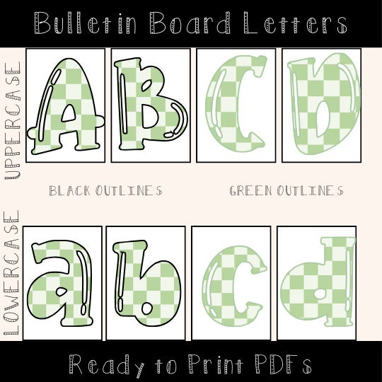 Back to School Checkered Classroom Decor| Bulletin Board Kit | A - Z ...
