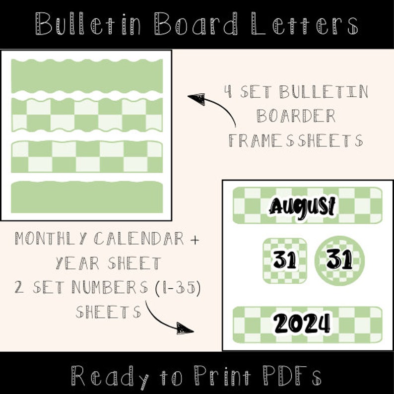 Back to School Checkered Classroom Decor Bulletin Board Kit A Z ...