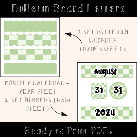 Back to School Checkered Classroom Decor| Bulletin Board Kit | A - Z ...