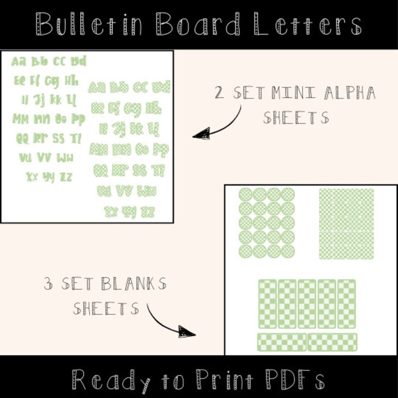 Back to School Checkered Classroom Decor Bulletin Board Kit A Z ...