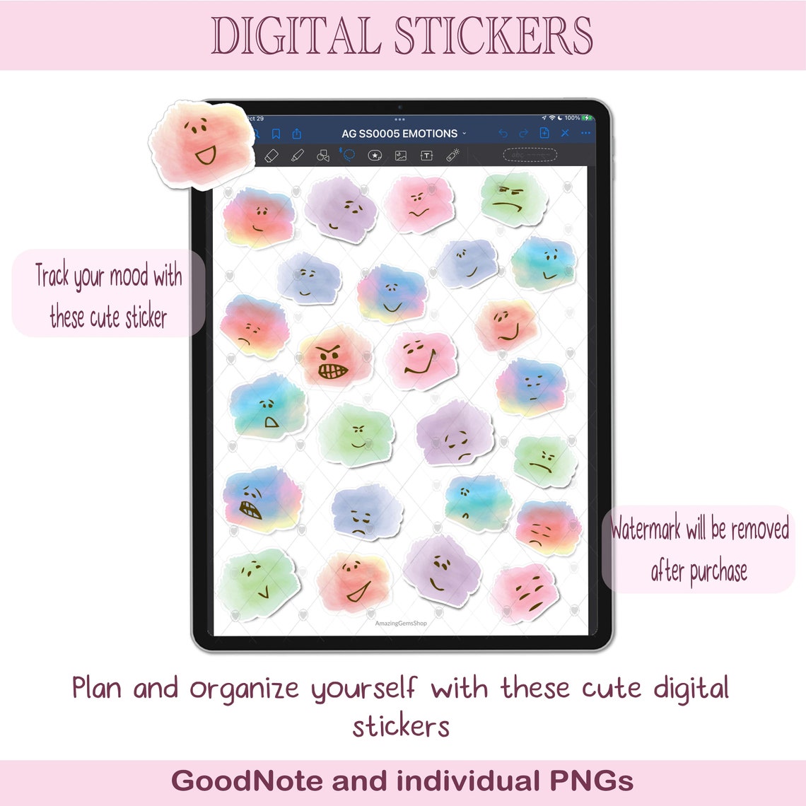 Mood Digital Stickers Emoticon Stickers Pre-cropped for - Etsy