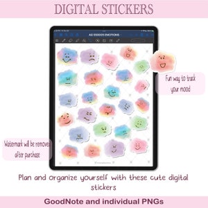 Mood Digital Stickers Emoticon Stickers Pre-cropped for Goodnotes ...
