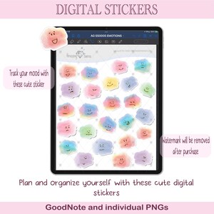 Mood Digital Stickers Emoticon Stickers Pre-cropped for Goodnotes ...