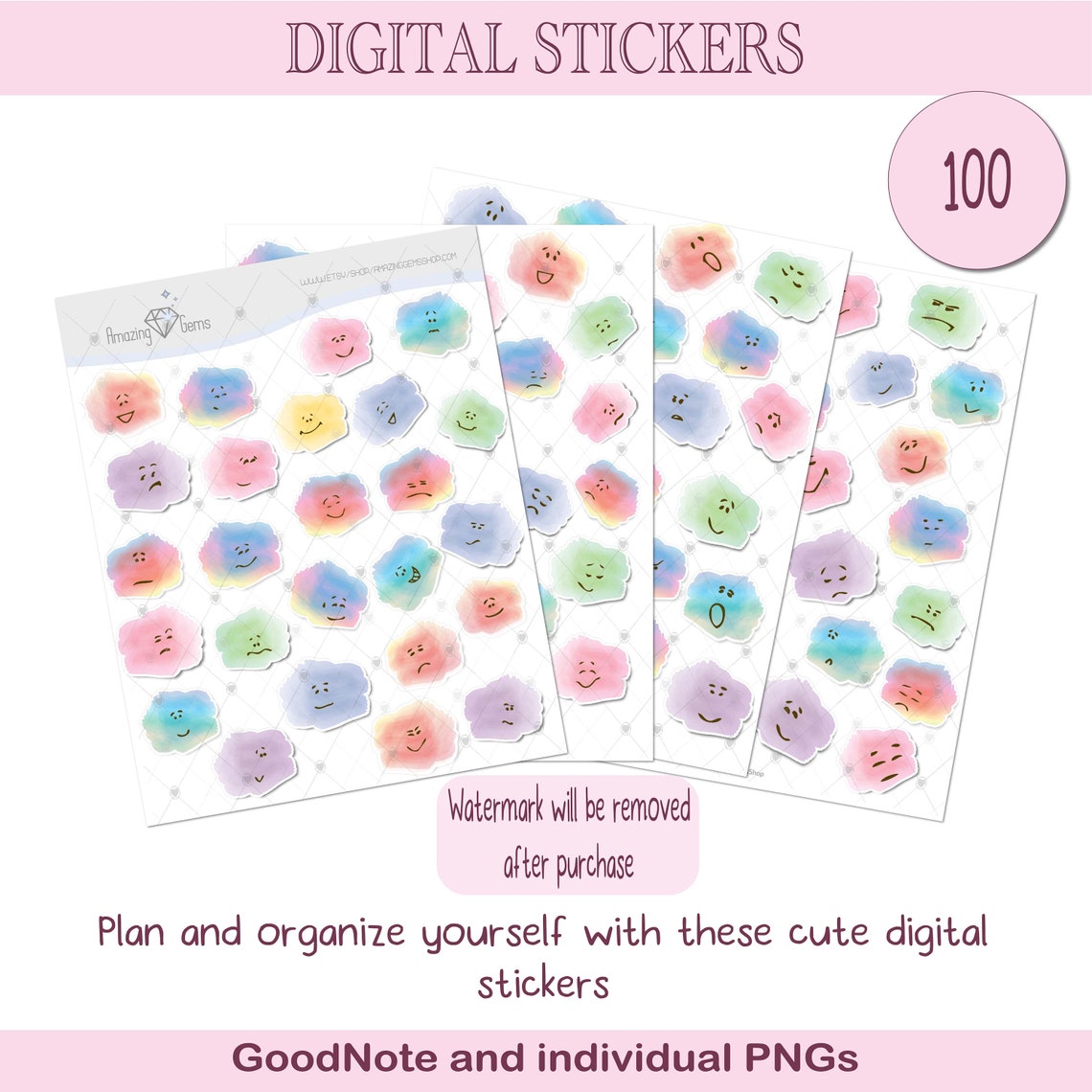 Mood Digital Stickers Emoticon Stickers Pre-cropped for - Etsy