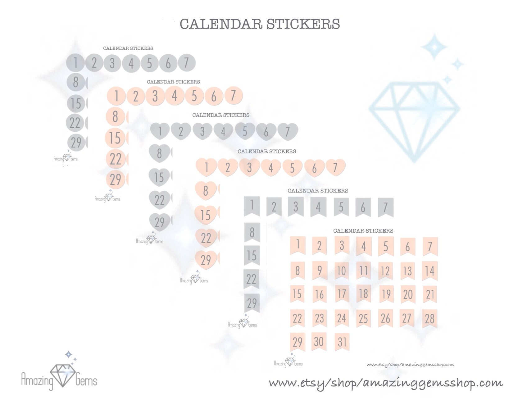 Digital Calendar Numbers GOODNOTES Digital Planner Digital - Etsy