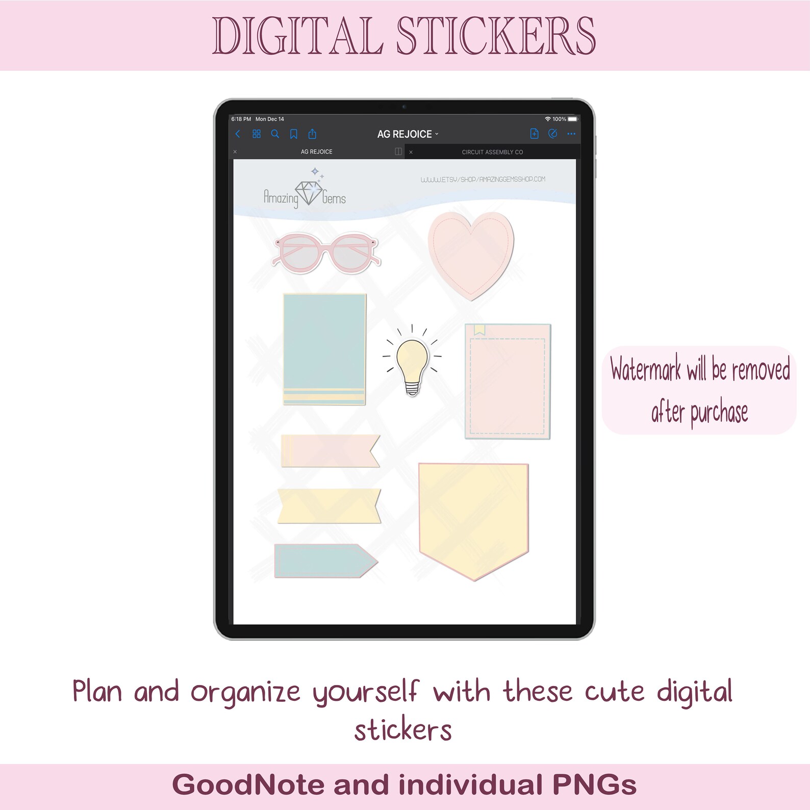 Digital Stickers, Digital Planner Stickers, Pre-cropped Goodnotes ...