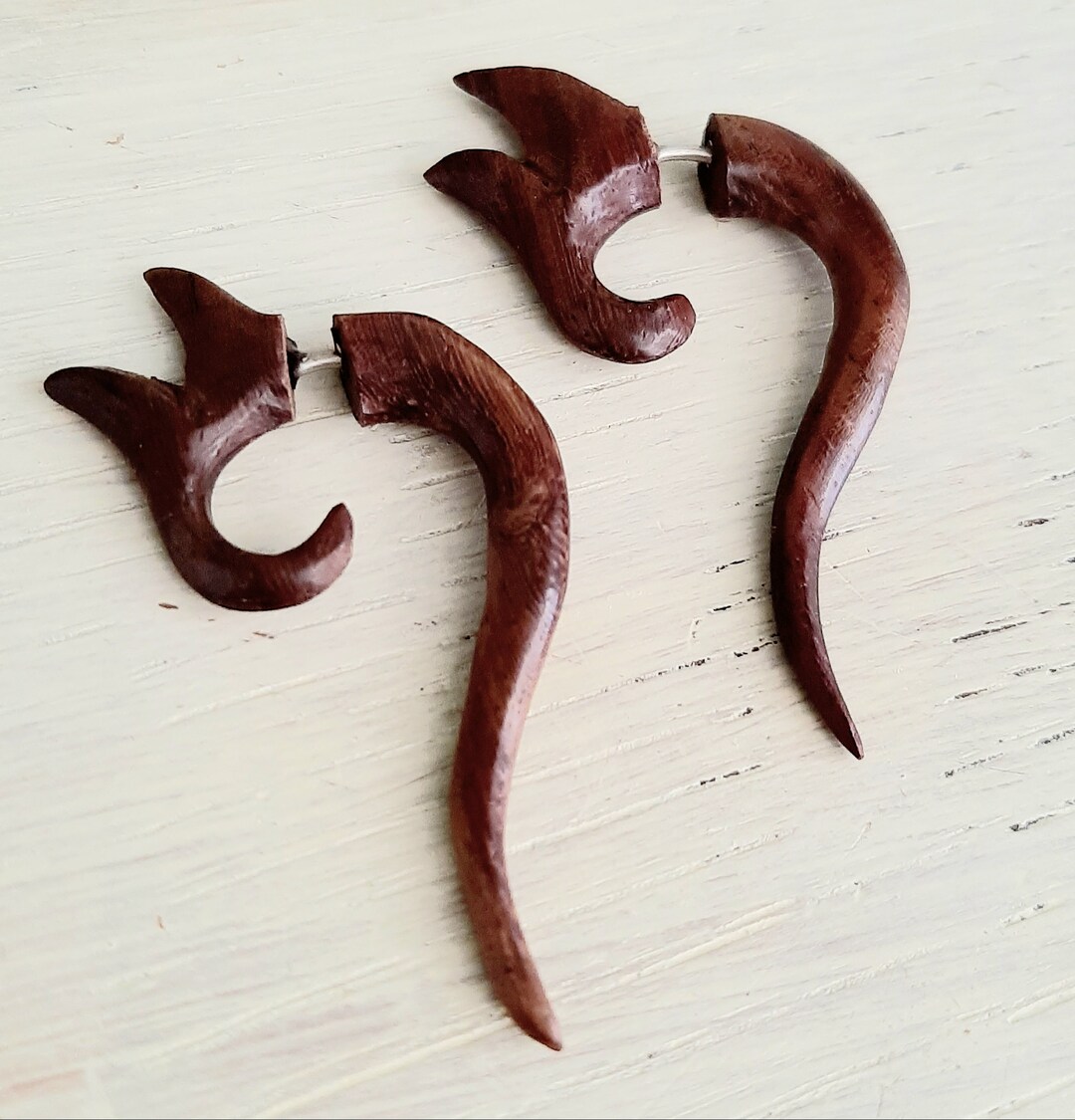 False Wooden Spacer Earrings Piercing Man Woman - Etsy