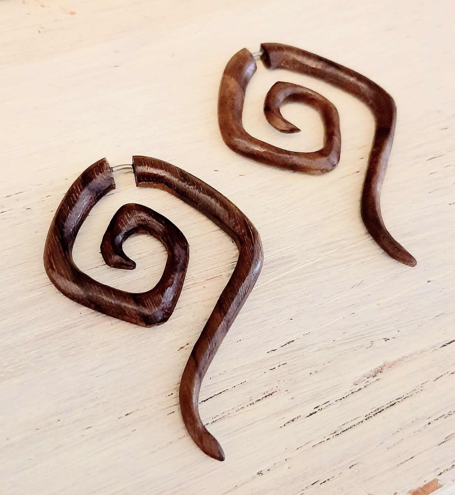 False Wooden Spacer Earrings Piercing Man Woman - Etsy Australia