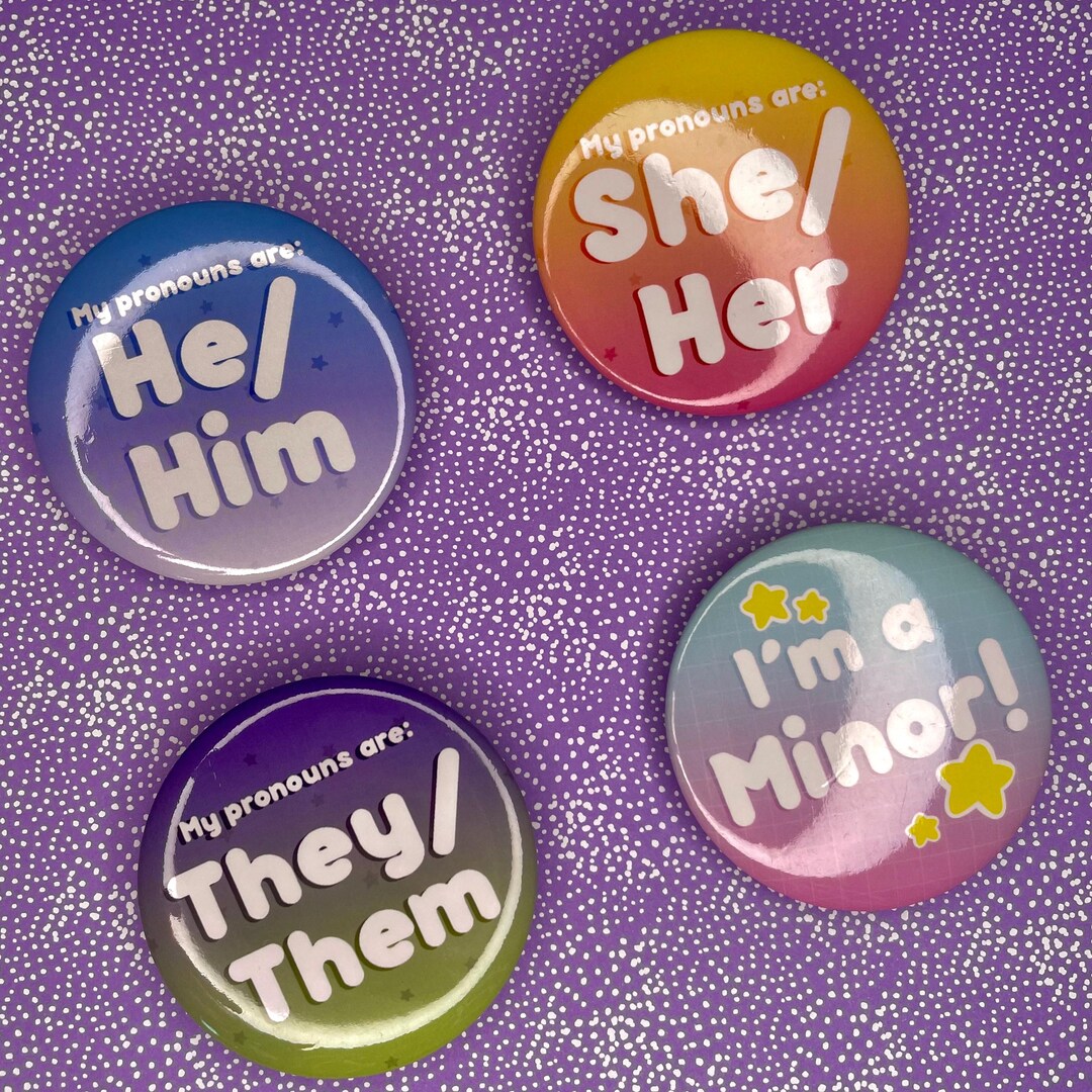 Pronoun Round Badges - Etsy