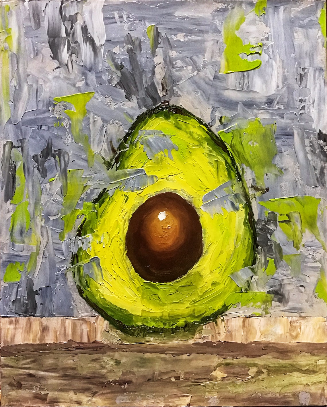 Avocado Abstract Oil Impasto Painting Impressionist Painting - Etsy