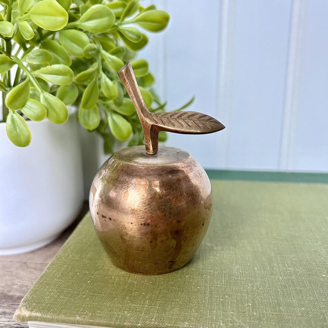 Vintage Brass Apple Bell With Clapper | Paperweight, Bookshelf Decor ...