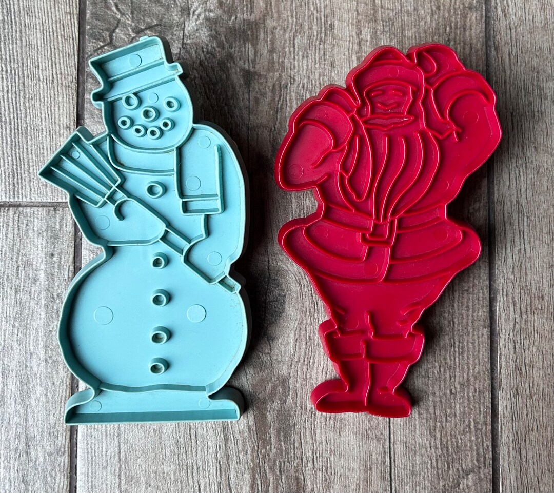 Vintage Christmas Cookie Cutters Presses With Handles | Santa, Snowman ...