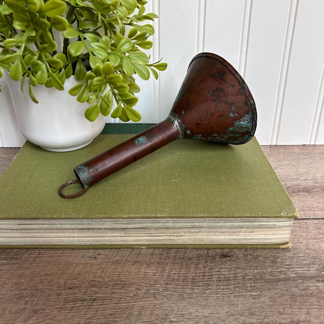 Rustic Vintage Copper Funnel With Hook, Patina | Primitive, Vintage ...