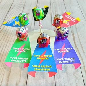 PRINTED Personalized Superhero Cape Lollipop End of School Year Summer ...
