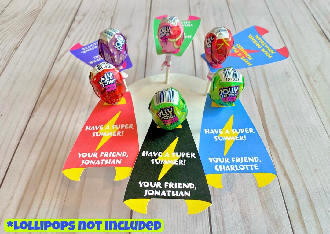 PRINTED Personalized Superhero Cape Lollipop End of School Year Summer ...