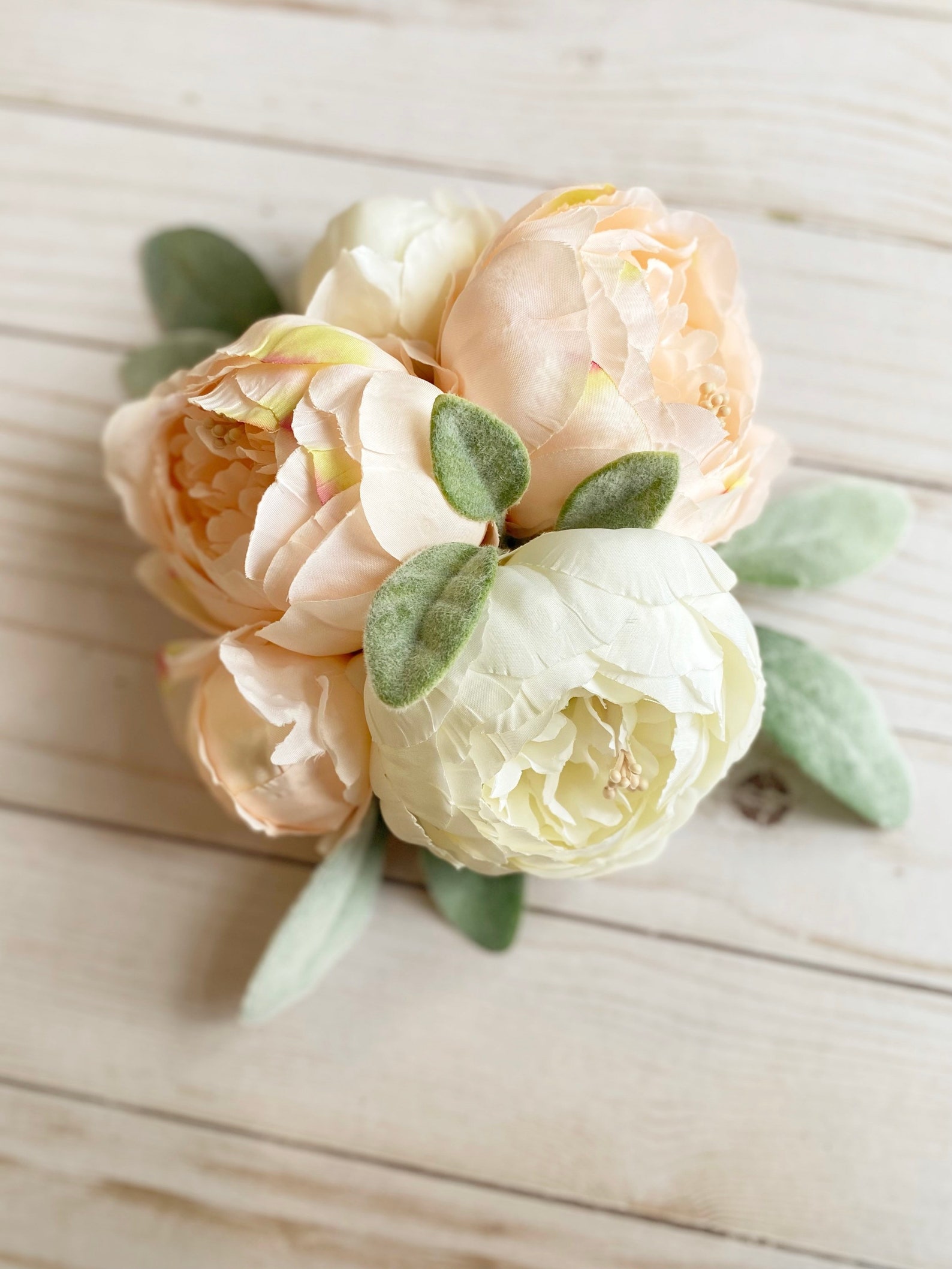 Floral Peony & Lambs Ear Cake Topper Centerpiece Set - Etsy