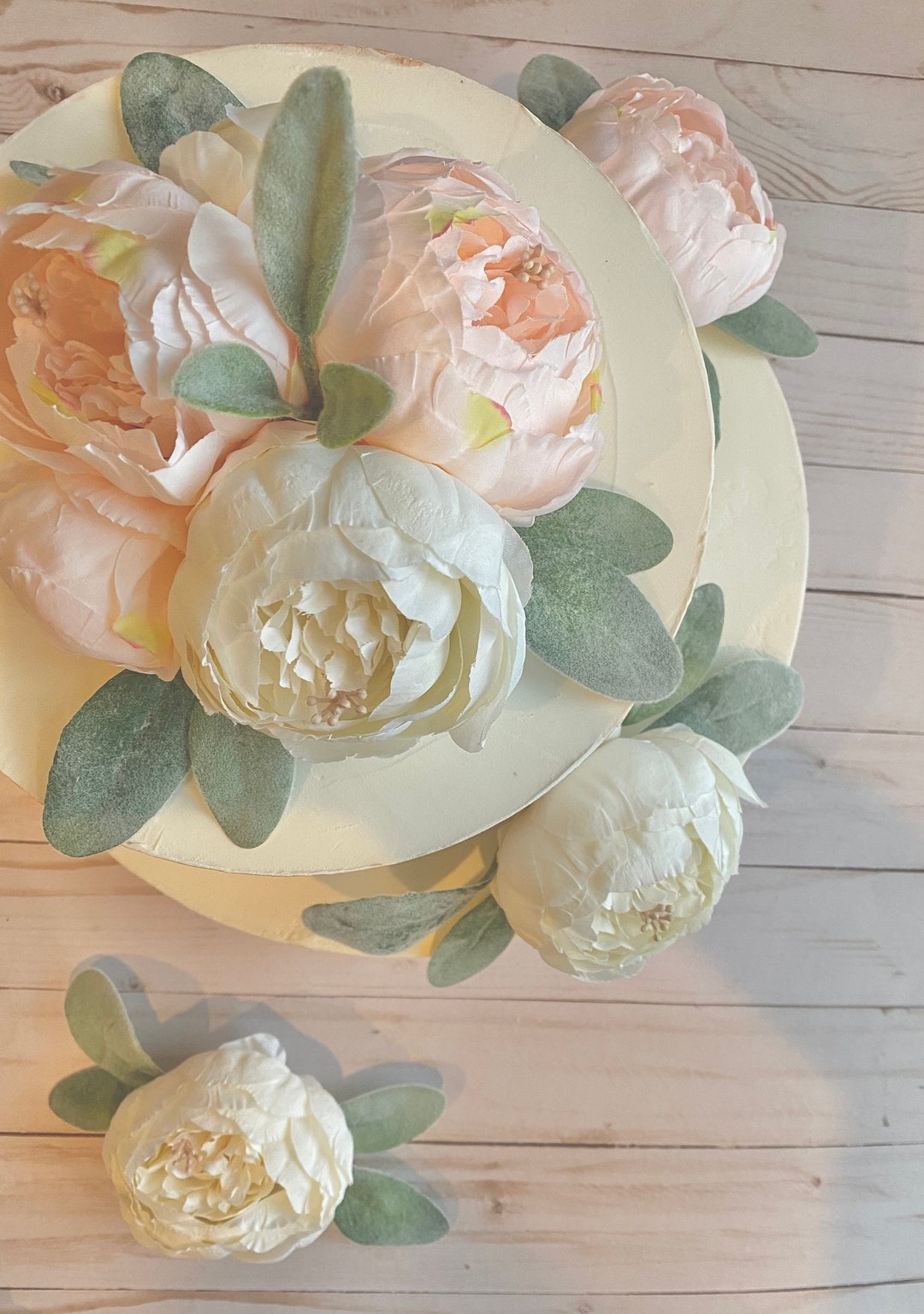 Floral Peony & Lambs Ear Cake Topper , Centerpiece Set | Wedding Cake ...