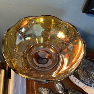 Indiana Glass Amber Carnival Glass Compote - Etsy