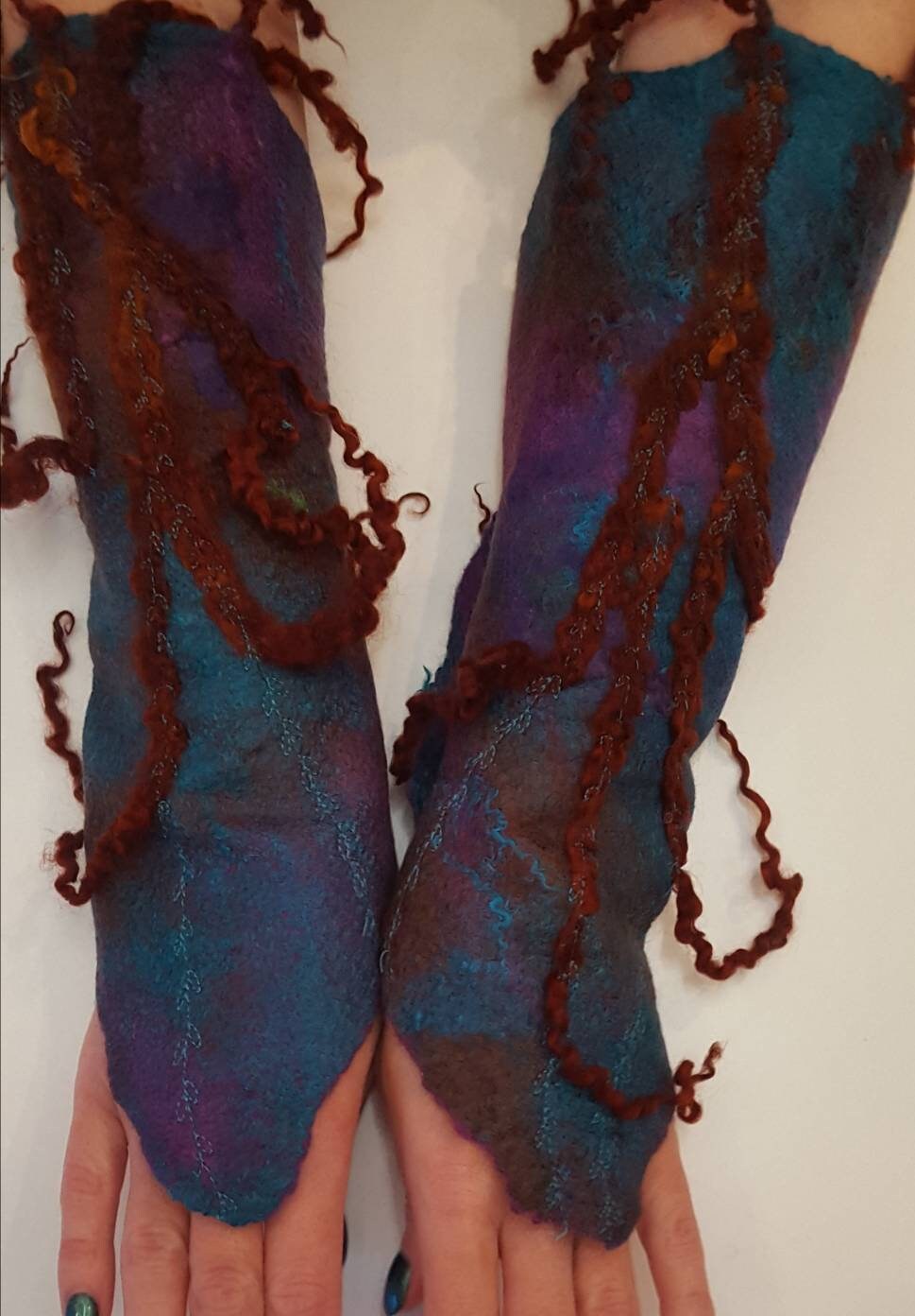 Pixie Fingerless Gloves. Fairy Tale Elven Wrist Warmer. Felted Wool ...